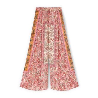 Motivi Femme, Pantalons, Rose, Taille: 46 FR Pantalon palazzo en satin imprim&eacute;