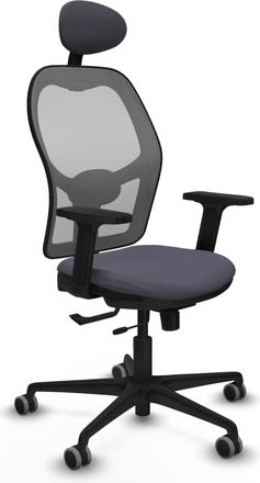 Piqueras y Crespo Grauer Schreibtischstuhl mit 2D-Armen, h&ouml;henverstellbare Lendenwirbelst&uuml;tze und festes Kopfteil, ausgestattet mit Syncro/Traslack und eingespritztem S