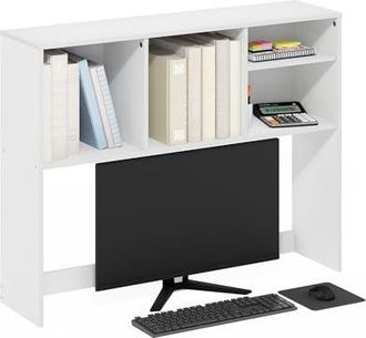 Furinno Classic Desktop Bücherregal Aufbewahrungsregal, Schreibtischorganisator mit 4 Regalen, Weiß