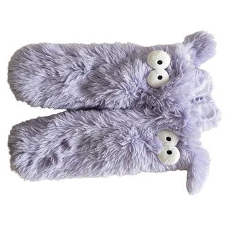 Generic Chaussettes confortables pour femme - Chaudes, pelucheuses et antid&eacute;rapantes avec de grands yeux mignons - Doublure en peluche douce et confortable - 