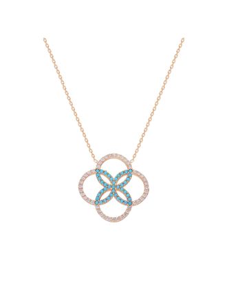 Dkeniz Dkeniz Kette 925 Sterling Silber rot vergoldet Gl&auml;nzend 42+3cm Zirkonia Wei&szlig;