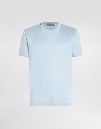 Dolce & Gabbana Short-sleeved Silk T-shirt - Mann T-shirts Und Polos Hellblau 44