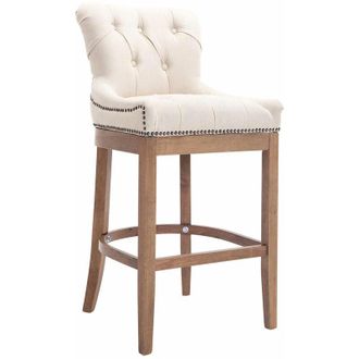 Clp Tabouret de bar Lakewood tissu Pi&egrave;tement antique clair Cr&egrave;me