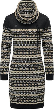 Ragwear Damen Langarm Minikleid kurzes Elegantes Sommerkleid Chlloe Jacquard YOUMODO Black Gr. XL