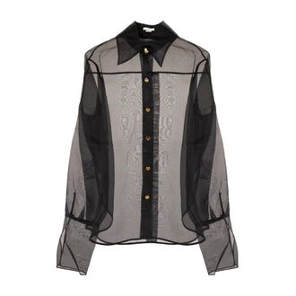 Elisabetta Franchi Femme, Blouses et Chemises, Noir, Taille: 38 FR Chemise Classique en Soie