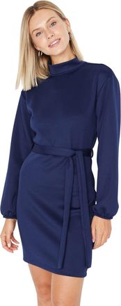 Trendyol Trendyol Damen Woman Midi Standard U-Boot Gestrickt Kleid, Indigo, S