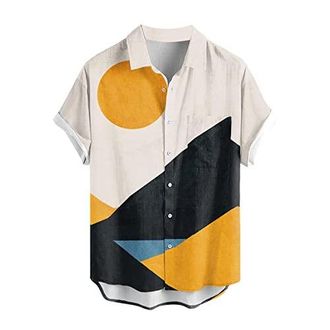 Generic Chemise hawa&iuml;enne &agrave; manches courtes pour homme Motif palmier des Cara&iuml;bes Chemise tropicale boutonn&eacute;e Plage Mexique Flamant rose Amusant &eacute;t&eacute; Bowling C