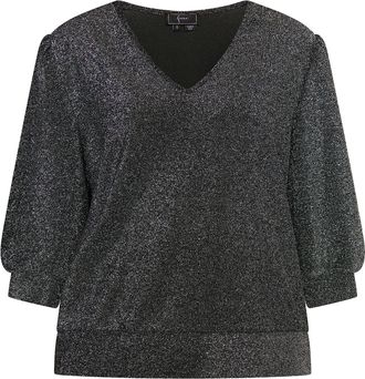 Nolie Damen Glitzershirt 19529640-NO01, Silber SCHWARZ, S