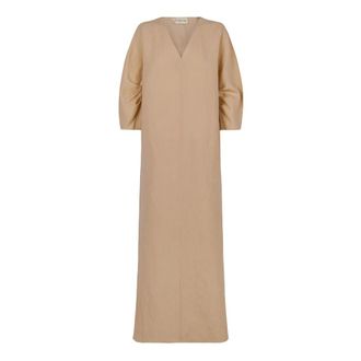 Cortana Femme, Robes, Beige, Taille: 44 FR Robe Tunique en Lin et Laine Vierge