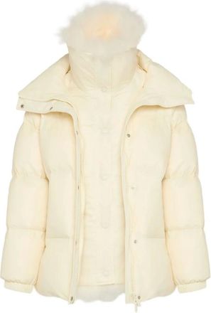 Yves Salomon Femme, Vestes, Beige, Taille: 42 FR Veste mi-longue en duvet