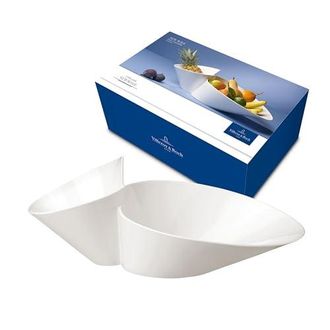 Villeroy & Boch Villeroy et Boch - NewWave Eye-Catcher double bol, 49 x 27 cm, porcelaine premium, passe au lave-vaisselle et au micro-ondes, blanc
