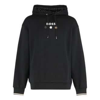 HUGO BOSS Kapuzenpullover aus Frottee mit Tennis-Artwork - - Sweatshirts & Hoodies - Herren - Schwarzk - 2XS