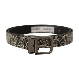 Dolce & Gabbana Lederg&uuml;rtel mit Marmorprint - - Accessories - Herren - Schwarzk - 90 CM