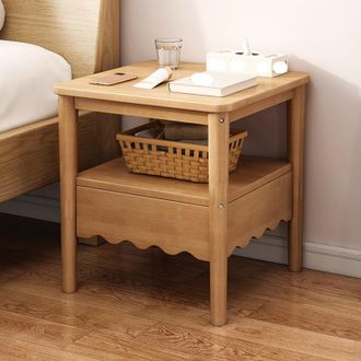 Generic Kompakter Nachttisch Mit 1 Schublade Und Offenem Regal, Rustikaler Nachttisch Aus Holz for Schlafzimmer Und Wohnzimmer(A)