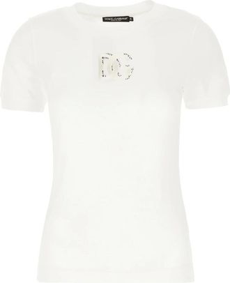 Dolce & Gabbana Femme, Tops, Blanc, Taille: 38 FR T-Shirt
