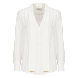 Elisabetta Franchi Femme, Blouses et Chemises, Beige, Taille: 38 FR Blouses