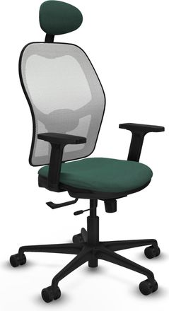 Piqueras y Crespo Gr&uuml;ner Schreibtisch mit 2D-Armen, h&ouml;henverstellbarer Lendenwirbelst&uuml;tze und festem Kopfteil, ausgestattet mit Syncro/Traslack und injiziertem Schaumst
