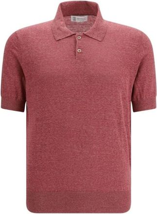 Brunello Cucinelli Homme, Tops, Rose, Taille: S Polo Tricot Manches Courtes