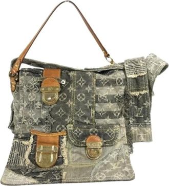 Louis Vuitton unisex, Pre-owned, Gris, Taille: ONE Size Sac bandouli&egrave;re Pre-owned Vintage Monogram Denim