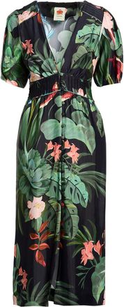 Farm Rio MIDNIGHT MACAW FIESTA BLACK V NECKLINE SHORT SLEEV