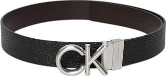 Calvin Klein ADJ/REV Metal Bombe PB 35MM K50K510630 Ceintures, Noir (CK Black/Dark Brown), 120 Homme