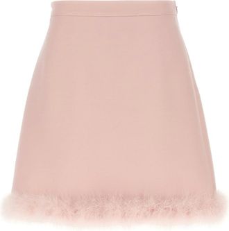 Valentino Garavani Femme, Jupes, Rose, Taille: 38 FR Jupe Courte Crepe Couture avec Plumes