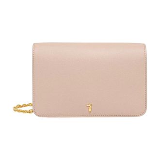 Trussardi Umh&auml;ngetasche mit Kettendetail in Kornleder-Optik - - Bags - Damen - Beige - ONE SIZE