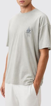 C.P. Company C. P. COMPANY Rundhals-T-Shirt aus Baumwolle mit Kontrast-Logo-Print und &uuml;berschnittenen Schultern