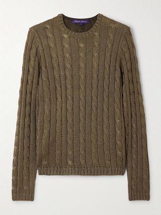 Ralph Lauren Collection Pull En Soie &Agrave; Mailles Torsad&eacute;es - Vert