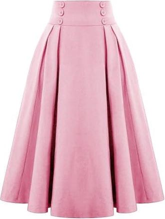 Generic Jupe plaid &eacute;l&eacute;gante r&eacute;tro vintage des ann&eacute;es 50 pour femme - Taille haute - Grille - Jupe festive vintage - Jupe midi - Jupe midi &eacute;lastique - Jupe tai