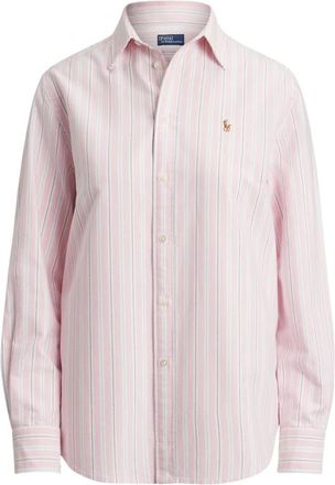 Ralph Lauren Femme, Blouses et Chemises, Rose, Taille: 42 FR Chemise ray&eacute;e en coton avec col boutonn&eacute; et logo brod&eacute;