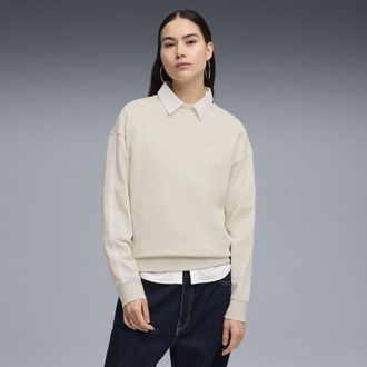 Puma Sweat &agrave; col rond Essentials Elevated Femme, V&ecirc;tements, Blanc, XL