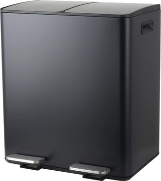 Spirella Mülltrennsystem Küchenabfalleimer 40L (2x20L) mit Pedal - Modell Aliya - Gebürsteter Edelstahl - Soft-Close-Deckel - Herausnehmbare Inneneimer - Seitl