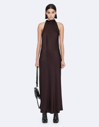 AllSaints Beril robe nuisette rouge aubergine
