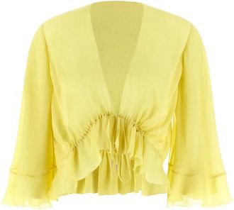 Alberta Ferretti Femme, Blouses et Chemises, Jaune, Taille: 42 FR Drawstring Ruffled Blouse