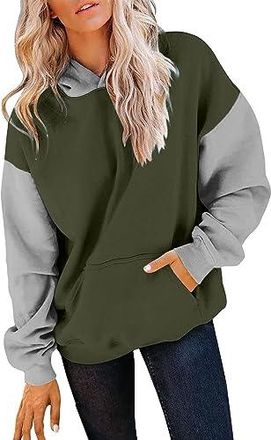 Generic Sweat-shirt de Noël uni et confortable pour femme - Automne 2023 - Sweat à capuche court à manches longues - Vêtements dhiver avec poche pour fête, ca