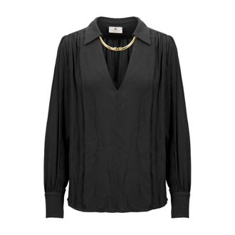 Elisabetta Franchi Femme, Blouses et Chemises, Noir, Taille: 44 FR Blouse &agrave; manches longues