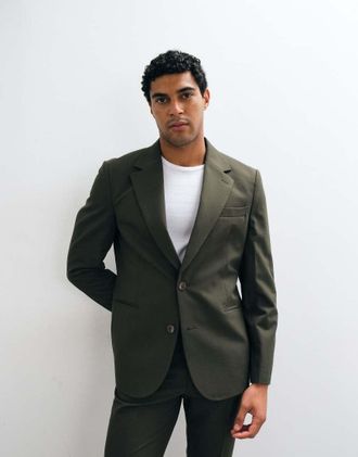 Asos veste de costume slim infroissable en vert olive