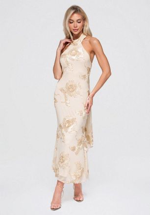 Ombre Abendkleid Dress LA-OM-DLR378 ecru XS Beige L (kein Set, 1-tlg)