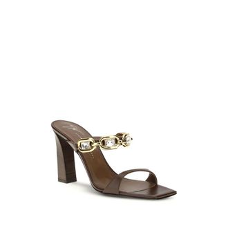 Giuseppe Zanotti Womens Brown Calf Leather Bos Taurus Sandals