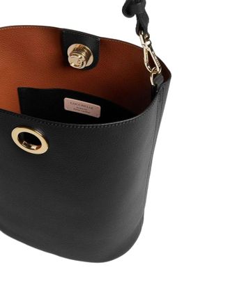 Coccinelle Womens Bucket Bag Black-Cognac Bovine Leather - Bucket-Bags Black/cognac