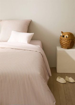 Mango Housse de couette enfant percale de coton imprim&eacute; rayures fines lit 140 cm vanille - Home - Lit 135/140 cm - MANGO HOME