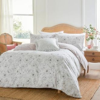 furn. Wylder Nature Bella Bettbezug-Set - weiche, wendbare Bettw&auml;sche mit Blumenmuster (Natur - Doppelbett), Nat&uuml;rlich