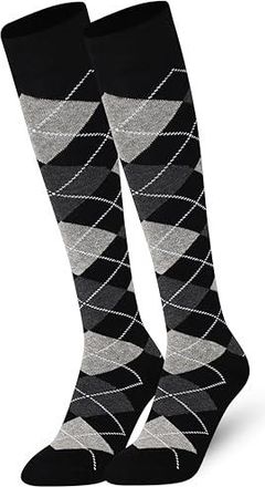 MySocks Chaussettes montantes pour homme Motif losanges, 2 paires de losanges noir anthracite foncé ligne blanche, 37-41