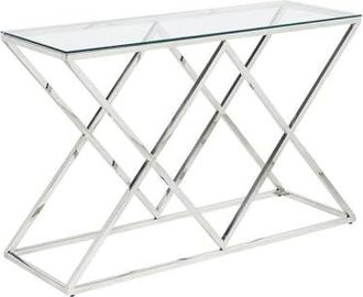 Vente-Unique Pascal MORABITO - Console Charlotte de Pascal MORABITO - Verre tremp&eacute; et Acier - Chrom&eacute;