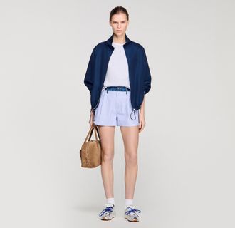 Sandro Gestreifte Shorts mit Denim-Details