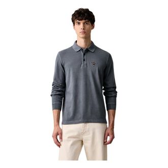 Aeronautica Langarm-Poloshirt - - Tops - Herren - Blau - XL