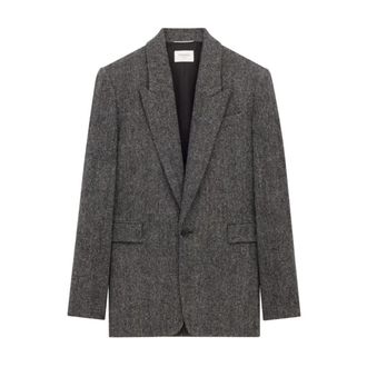 Saint Laurent Brushed Herringbone Wolljacke - - Jackets - Herren - Grau - L