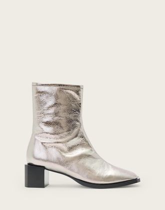 AllSaints Avril - Bottes m&eacute;tallis&eacute;es - Gris acier