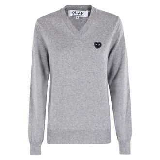 Comme Des Gar&ccedil;ons Homme, Pulls, Gris, Taille: XS Knit Rhinestone Emblem